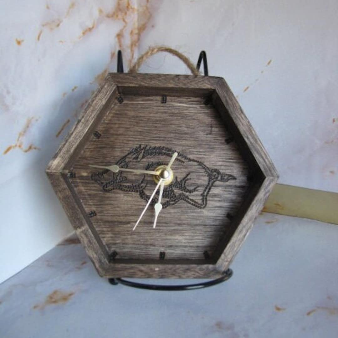 Handmade Geometric Clock- Razorback Theme - Etsy