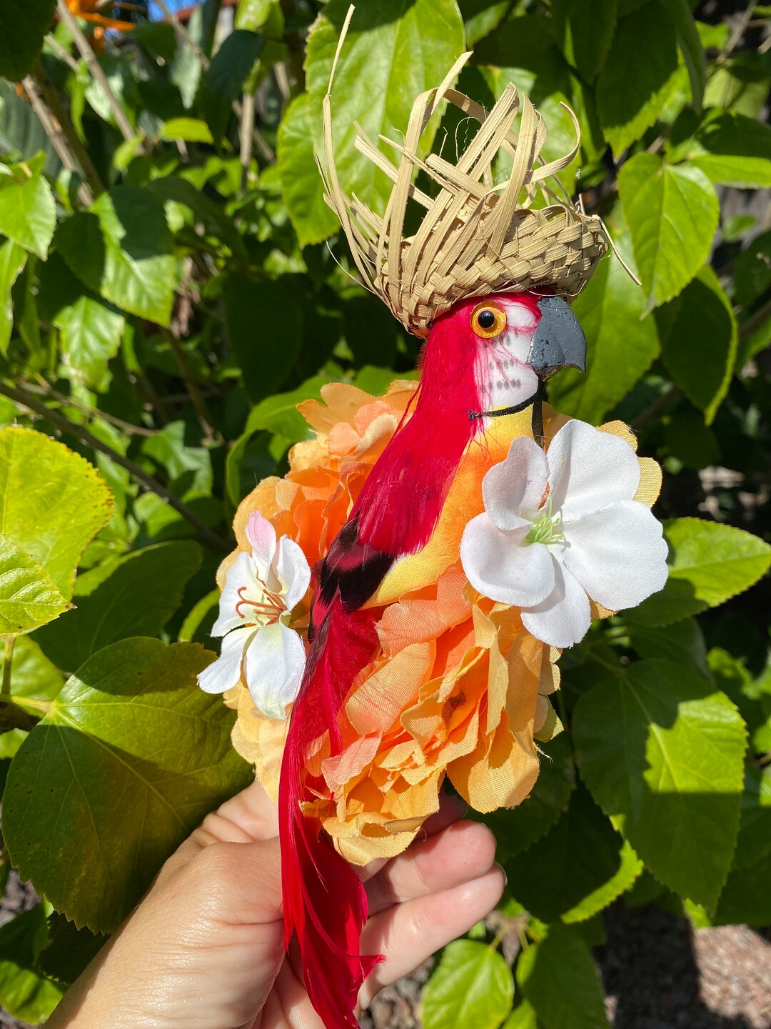 Tiki Beachcomber Parrot Hair Flower red, Orange - Etsy
