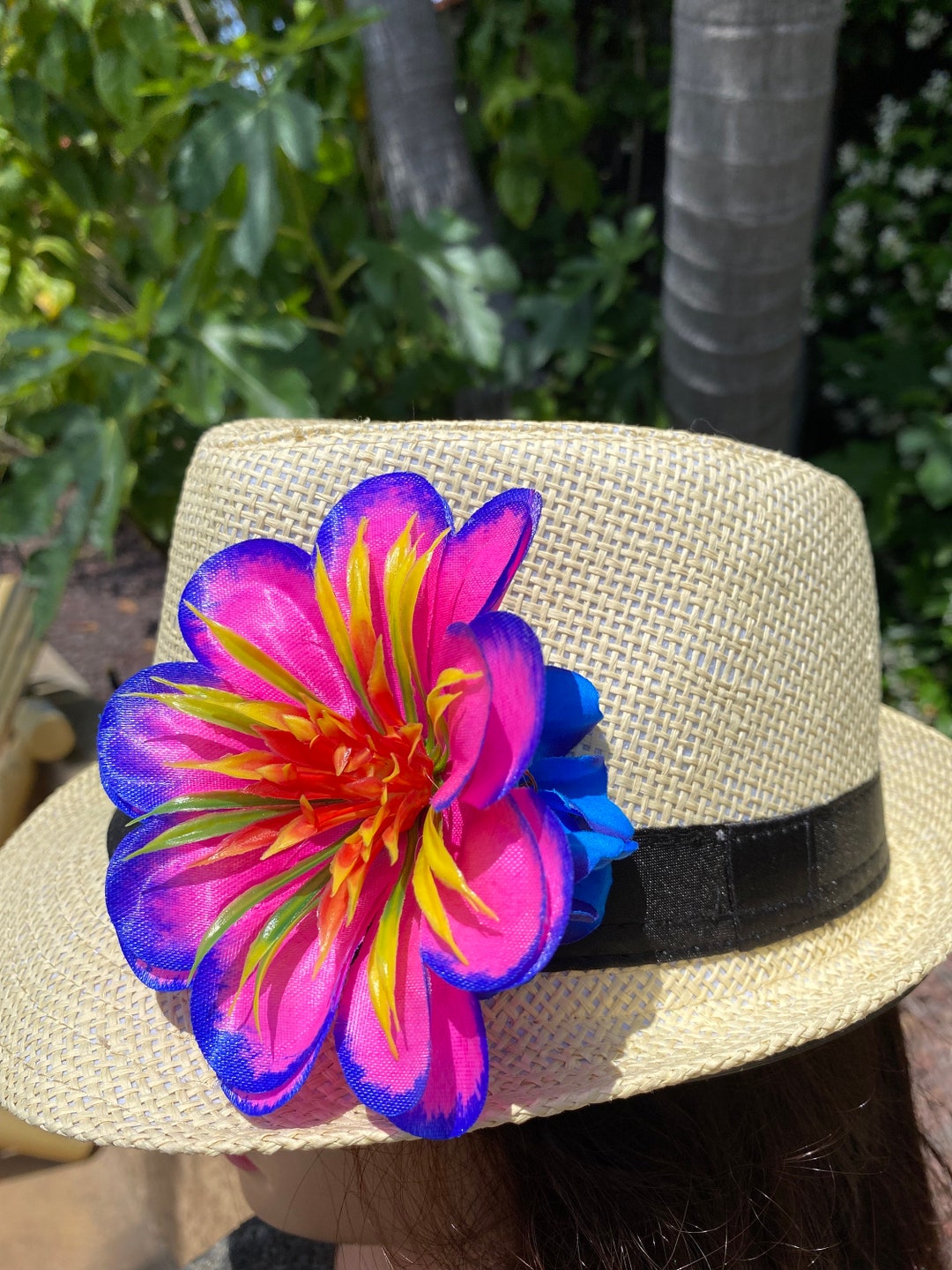 Tropical Blue and Yellow Tiki Hat Fob-hair Flower - Etsy