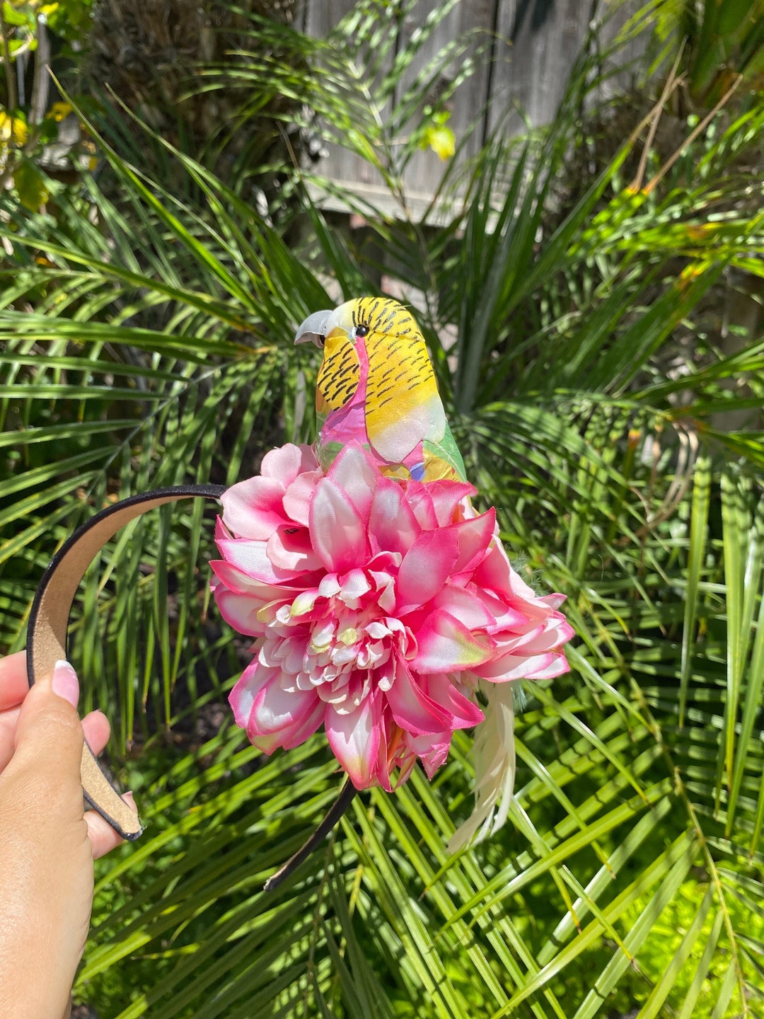 Pink and Yellow Parrot Hair Flower Crown/headband - Etsy