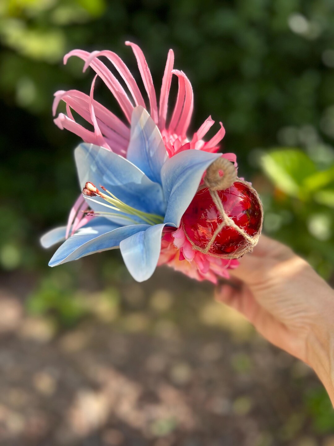 Lily Tiki/pinup Tropical Hair Flower With Red Float - Etsy