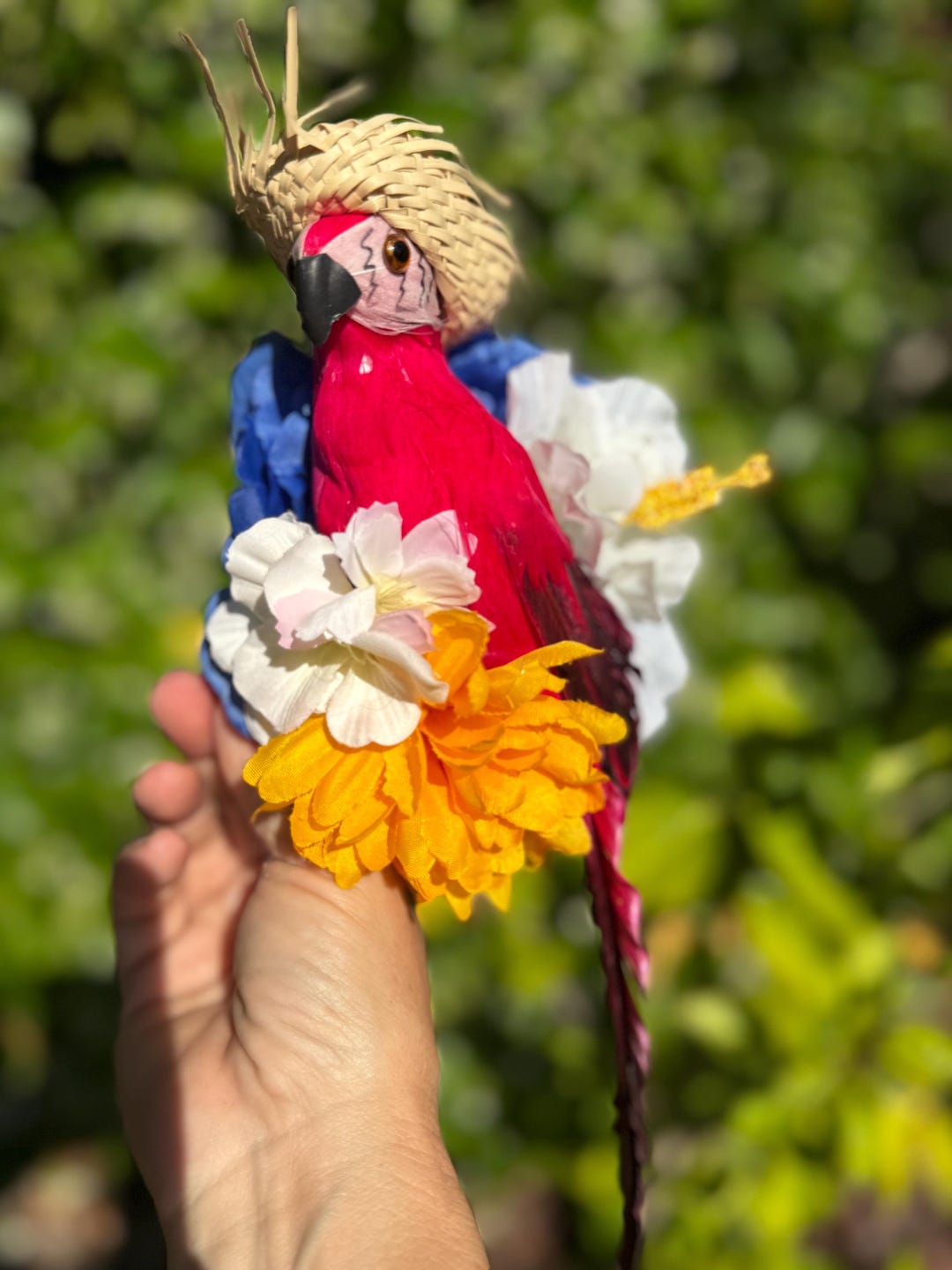 Tiki Beachcomber Parrot Hair Flower (red, Blue, Orange) - Etsy