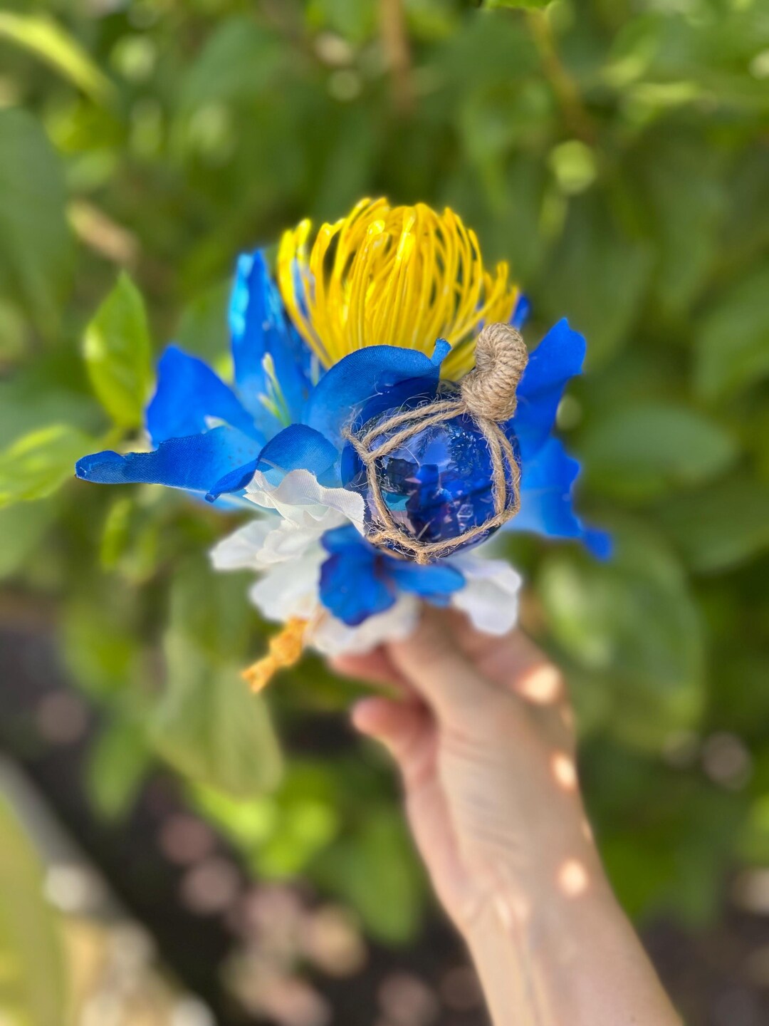 Electric Blue Lily and Yellow Tiki Pinup Hair Flower Clip With Tiki ...