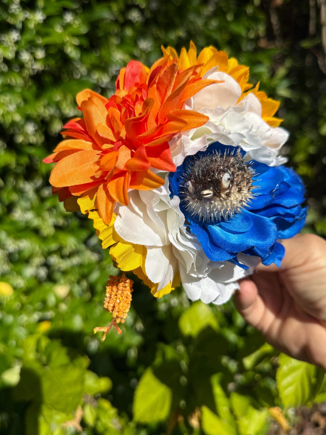 Tiki Hair Flower With Puffer Fish (under the Sea Blue, Orange) - Etsy