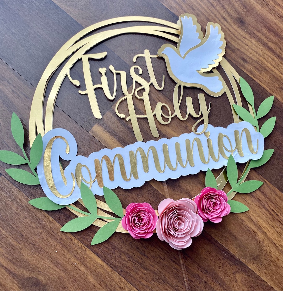Custom First Holy Communion Cake Topper, Personalized Name Religious ...