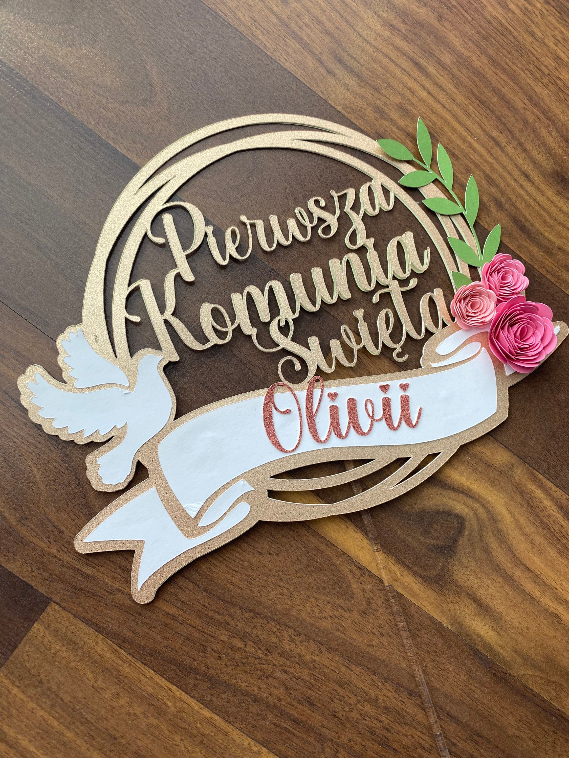 Custom Christening Cake Topper, Chrzest Swiety Baptism Cake Topper ...