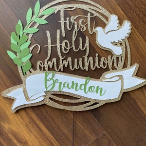 Custom First Holy Communion Cake Topper, Cake Topper With a Name, Gold ...