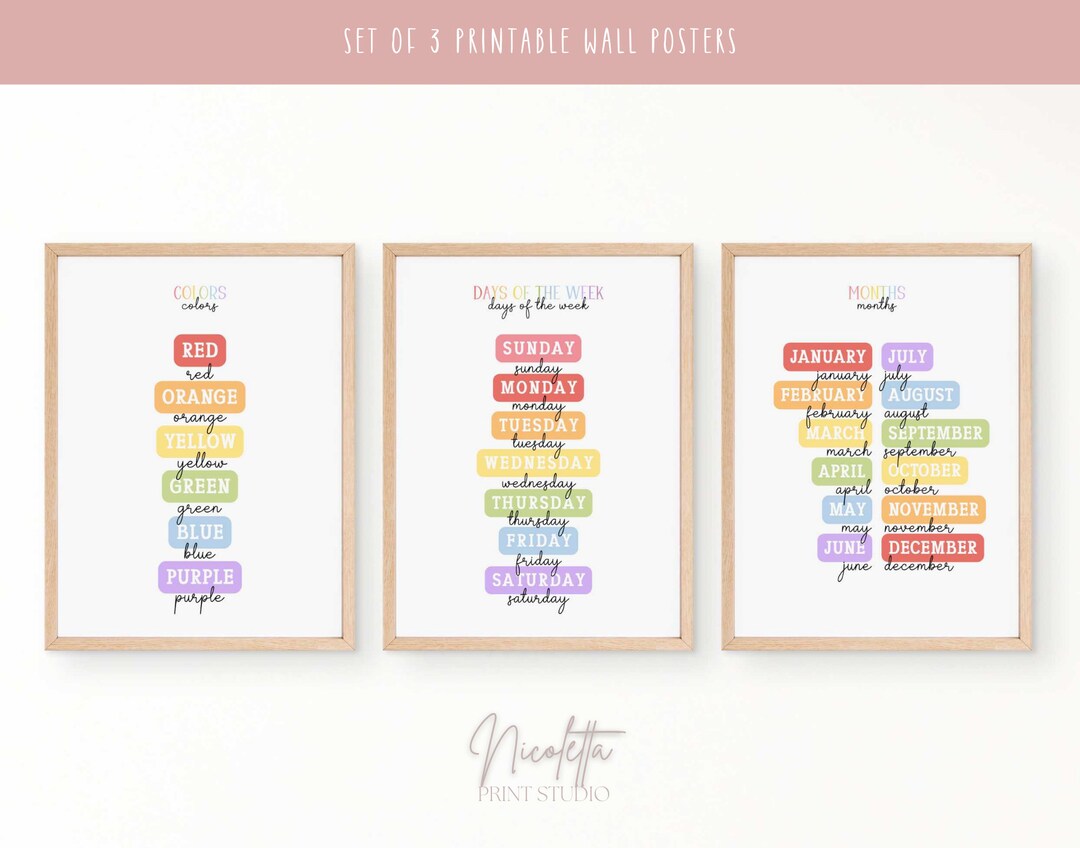 Days of the Week Poster, Printable Montessori Classroom Poster ...