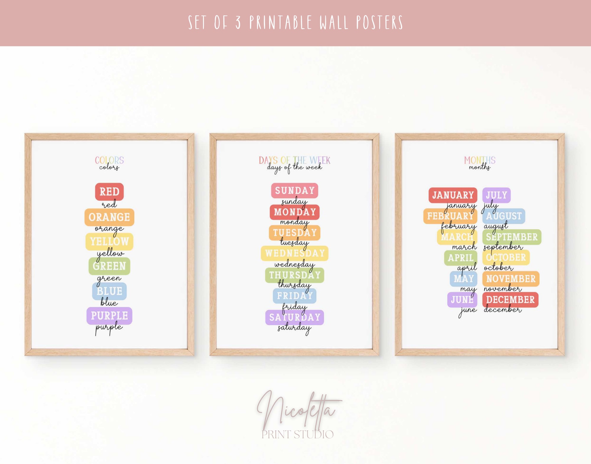 Days of the Week Poster, Printable Montessori Classroom Poster ...
