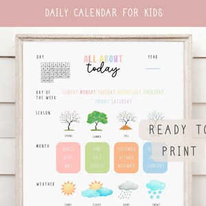 All About Today Daily Calendar for Kids Printable Toddler - Etsy