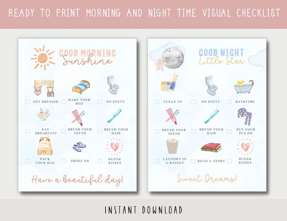 Morning Routine Chart Printable Printable Routine Checklist - Etsy ...