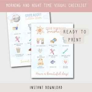 Morning Routine Chart Printable, Printable Routine Checklist, Visual ...