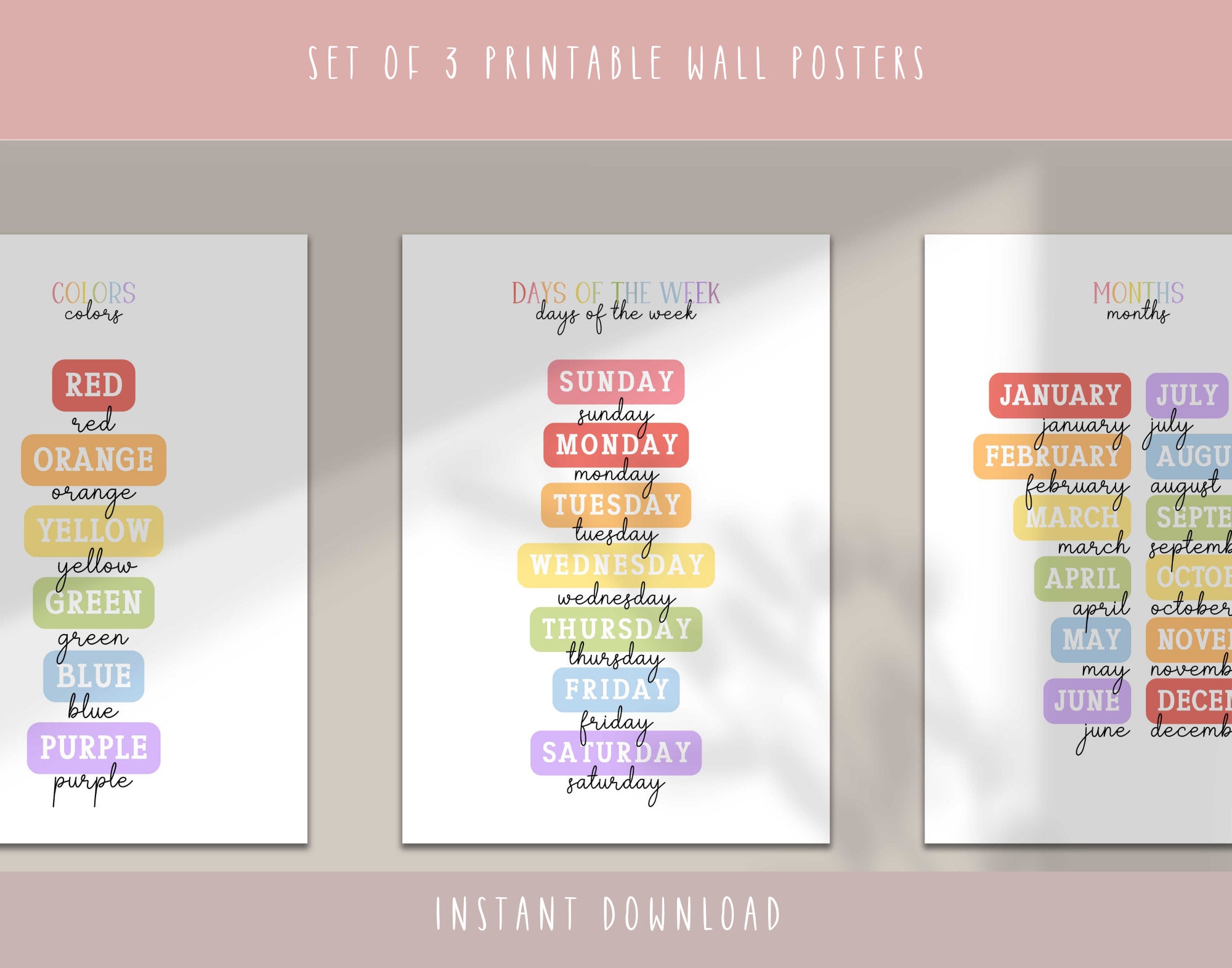 Days of the Week Poster, Printable Montessori Classroom Poster ...