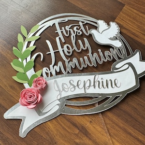 Custom First Holy Communion Cake Topper, Cake Topper With a Name, Gold ...