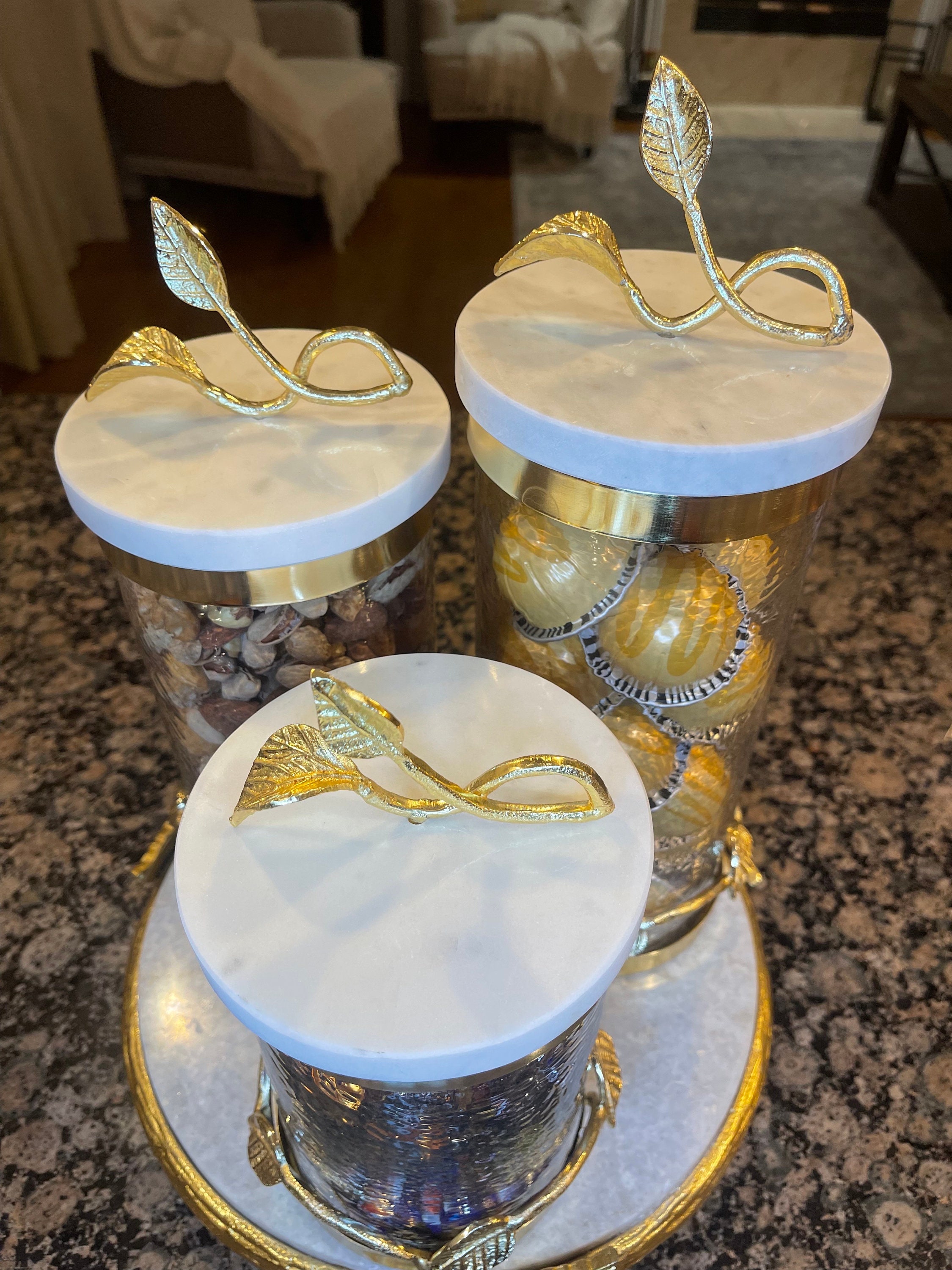 Gold Leaf Canisters Bundle Set - Etsy