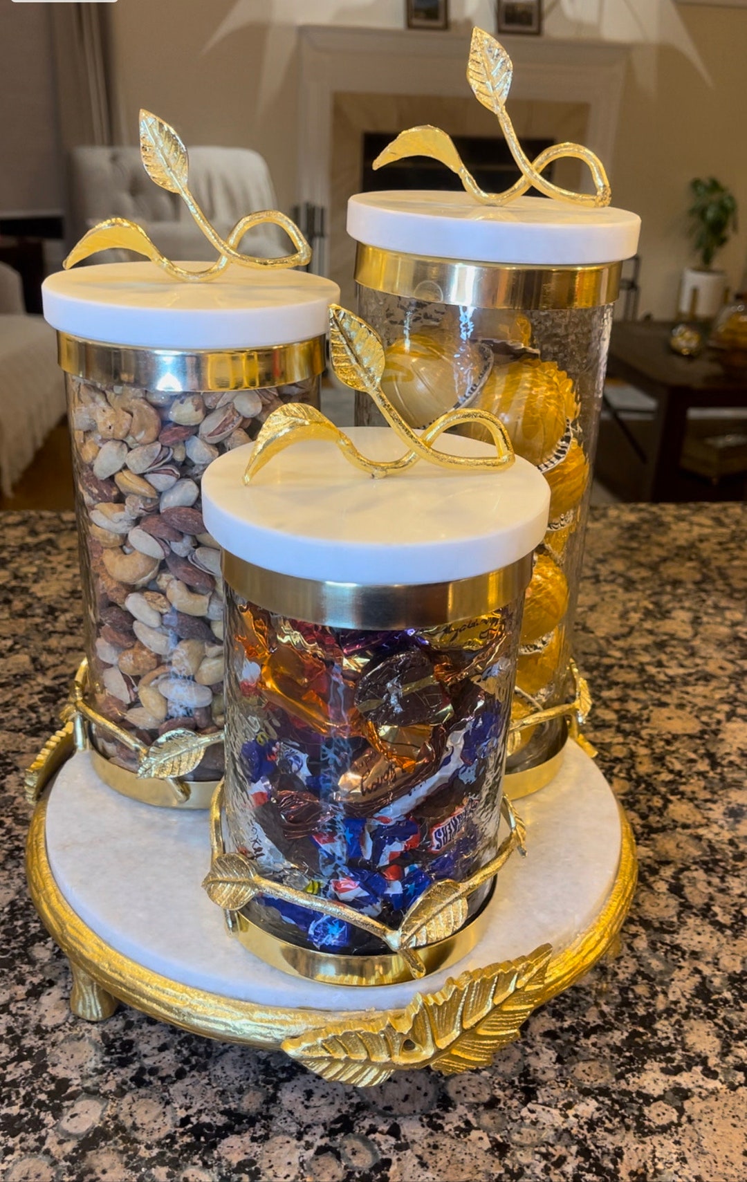 Gold Leaf Canisters Bundle Set - Etsy