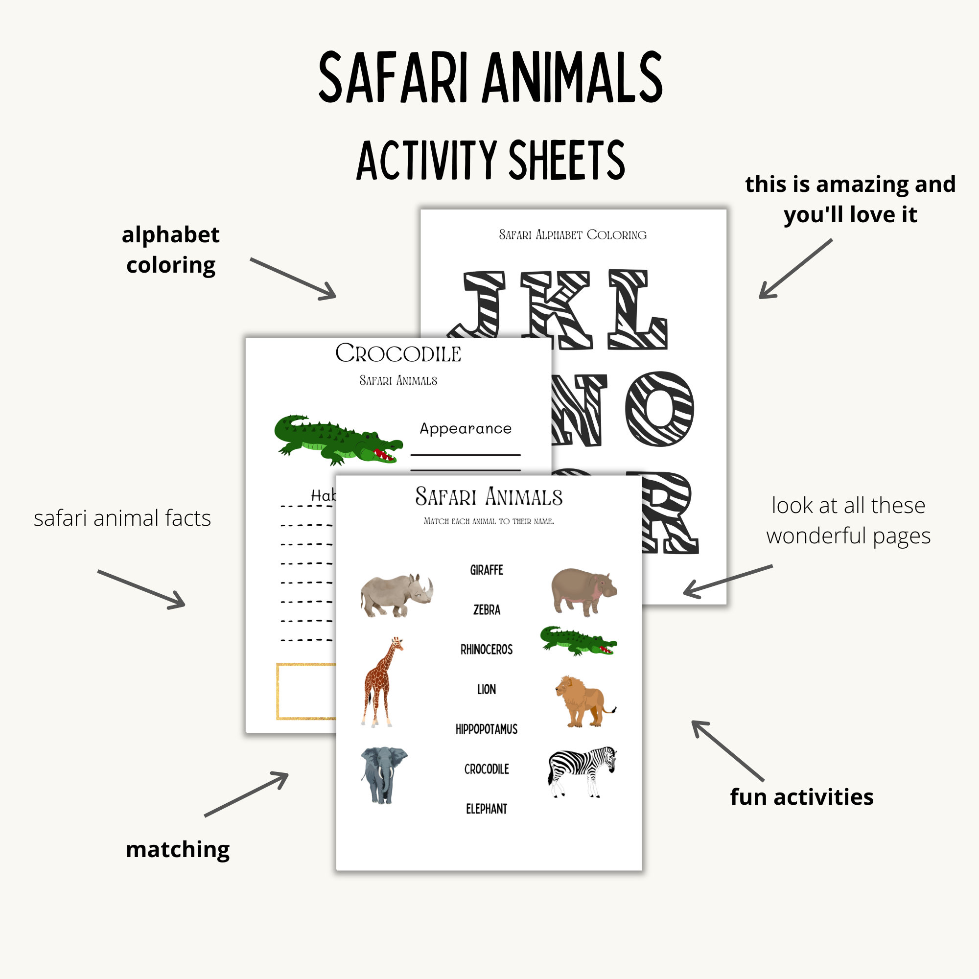 Safari Animal Gifts, Learning Worksheets, Tracing Lines, Zoo Animals ...