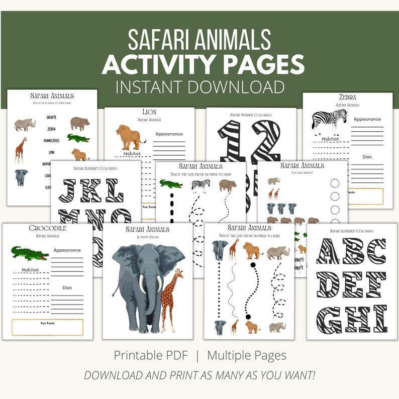 Safari Animal Gifts, Learning Worksheets, Tracing Lines, Zoo Animals ...