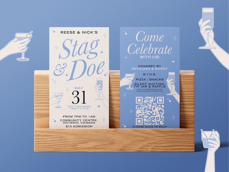 Stag and Doe Invitation | Fully Editable Template - Etsy