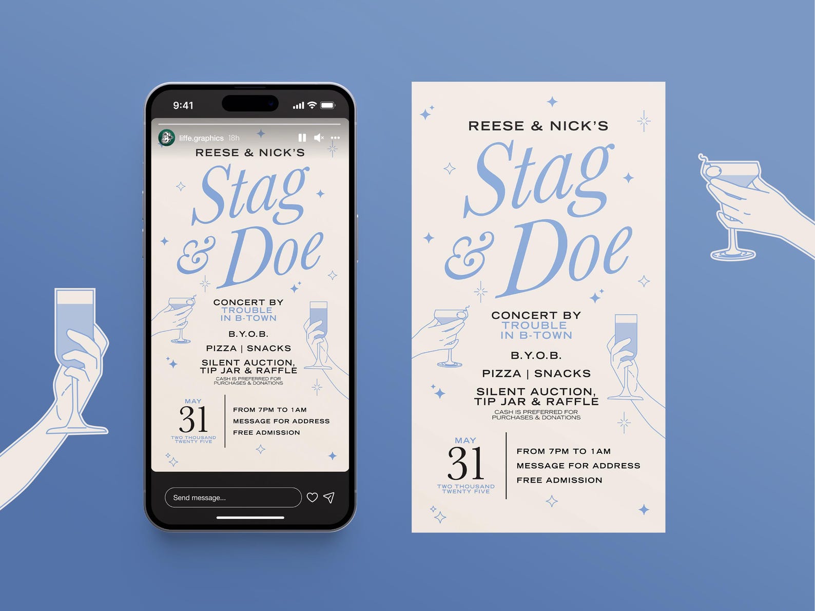 Stag and Doe Invitation | Fully Editable Template - Etsy