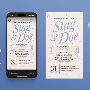 Stag and Doe Invitation | Fully Editable Template - Etsy