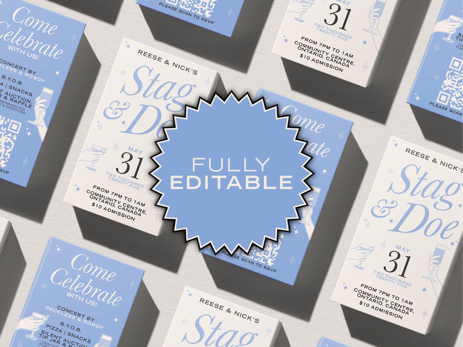Stag and Doe Invitation | Fully Editable Template - Etsy