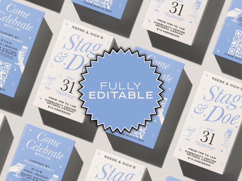 Stag and Doe Invitation | Fully Editable Template - Etsy