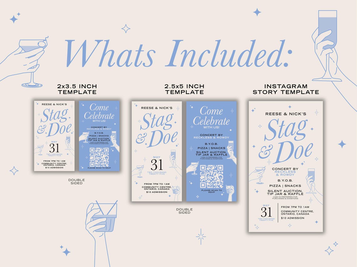 Stag and Doe Invitation | Fully Editable Template - Etsy