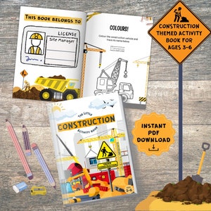 Construction Activity Book for Kids Instant BOOKLET DL Fun - Etsy