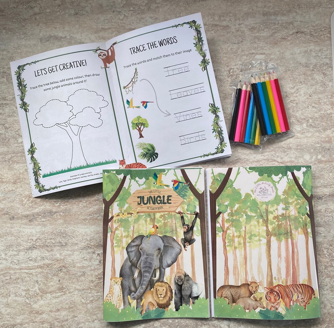 Jungle Theme Party Favour Activity Book for Kids Personalised Book ...