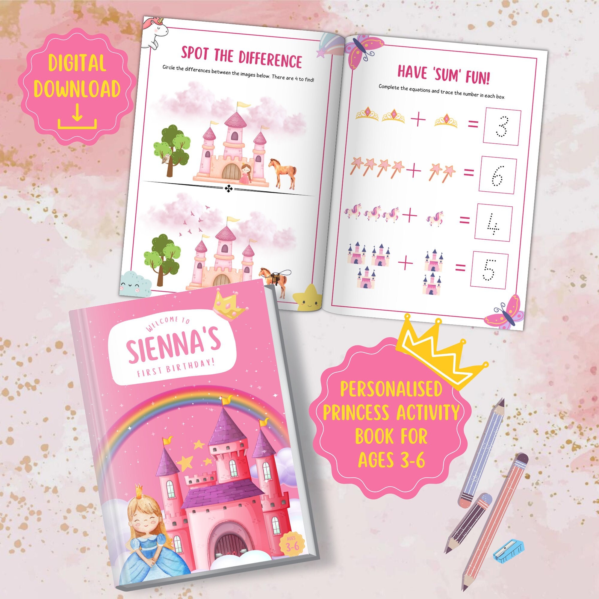 Personalised Princess Activity Book for Kids | Digital Booklet DL ...