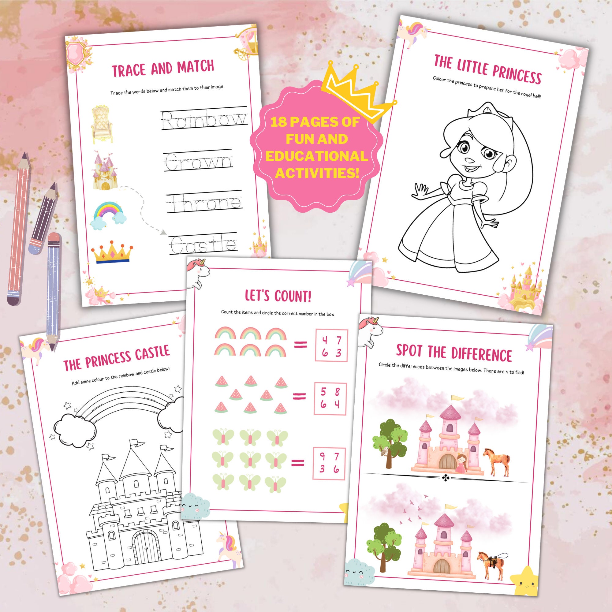 Princess Activity Book for Kids | Instant BOOKLET DL | Fun Activities ...