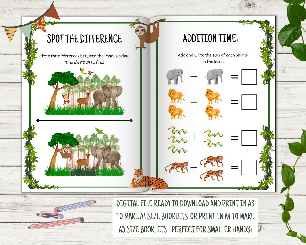 Jungle Activity Book for Kids | Instant PDF Download | Fun Activities ...
