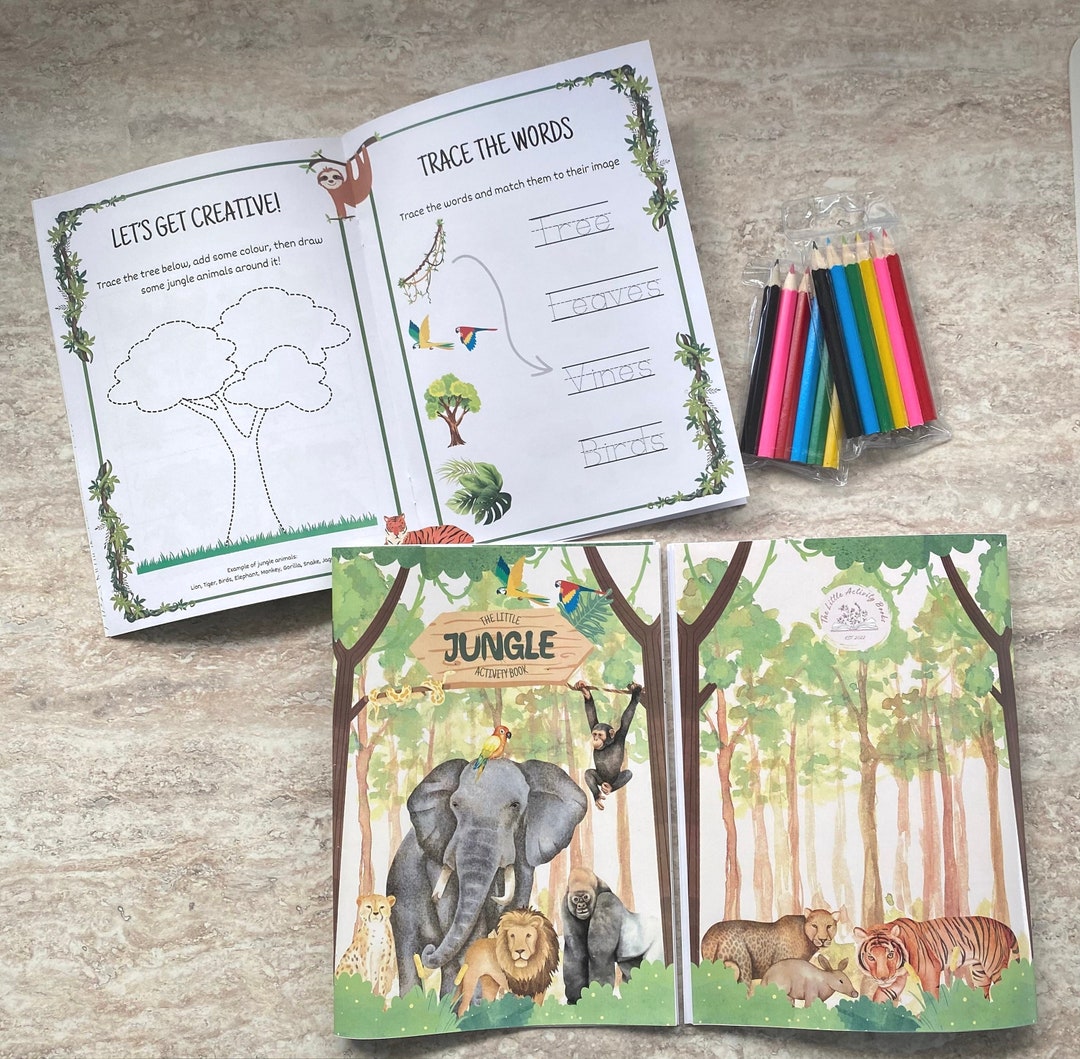 Jungle Safari Party Favour Activity Book for Kids Personalised Book ...
