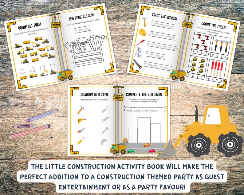 Personalised Construction Activity Book for Kids | Digital Booklet DL ...