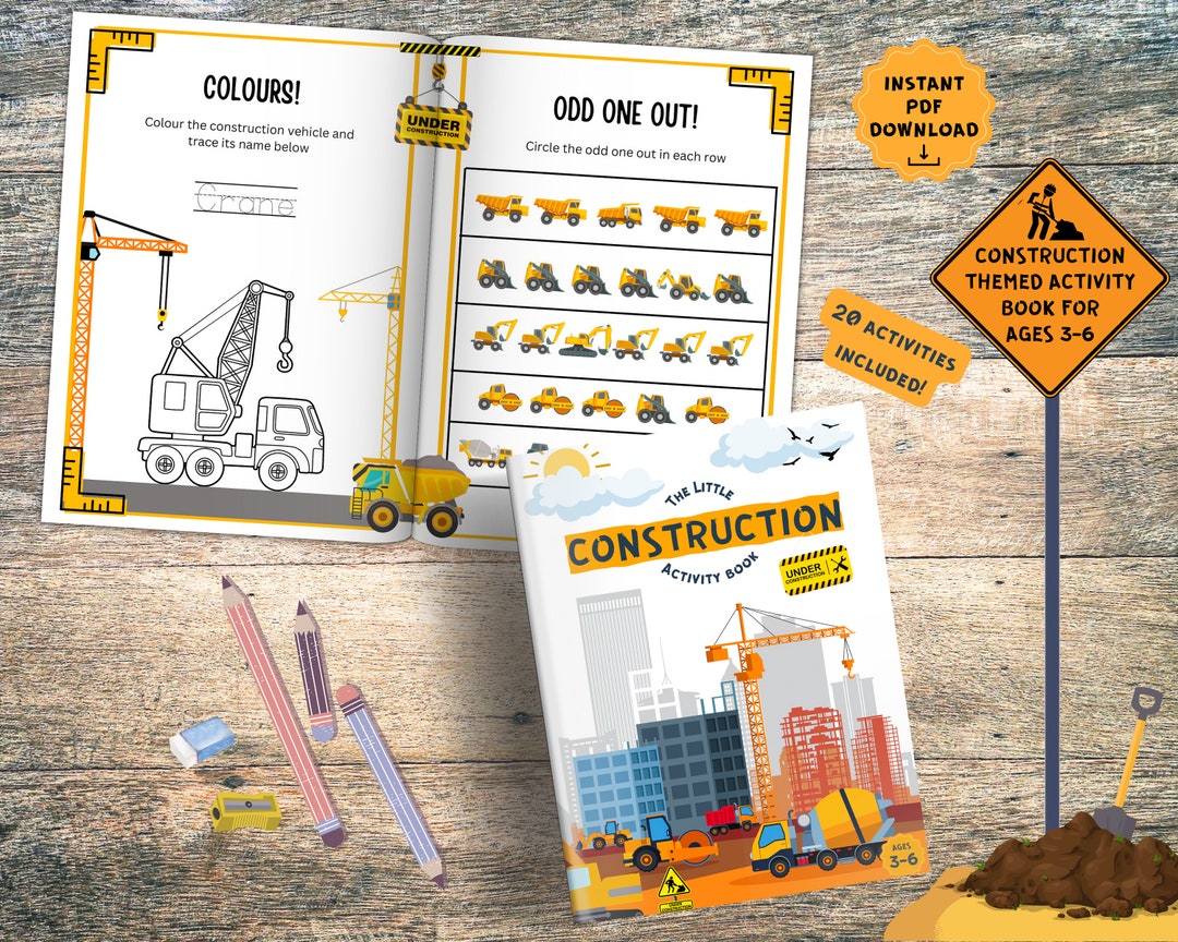 Construction Activity Book for Kids | Instant BOOKLET DL | Fun ...