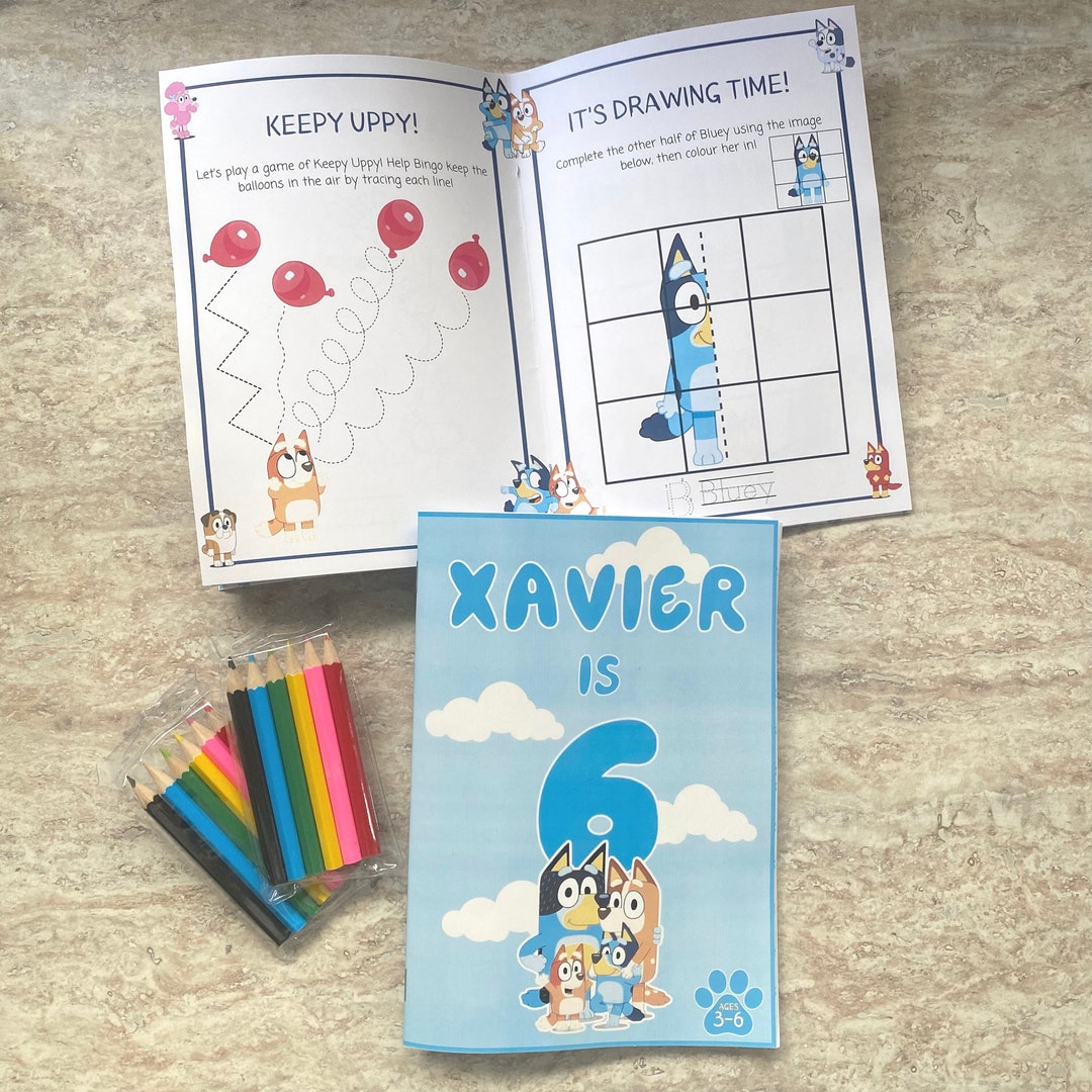 Personalised Bluey Activity Book With Pencils: Custom Party Favour ...