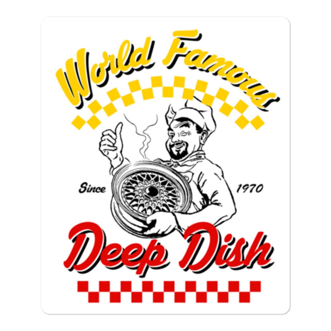 Deep Dish Wheel Pizza Box Cover Sticker. - Etsy