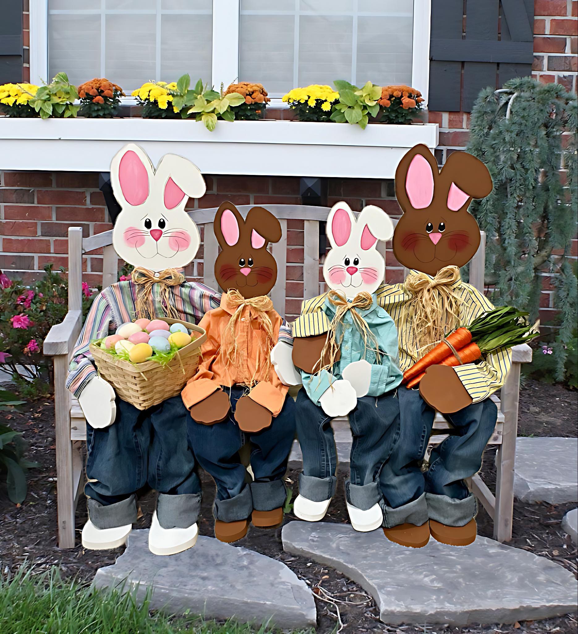 Spring Easter Porch Decor Bunny Porch Sitter Home Decor Decorating ...