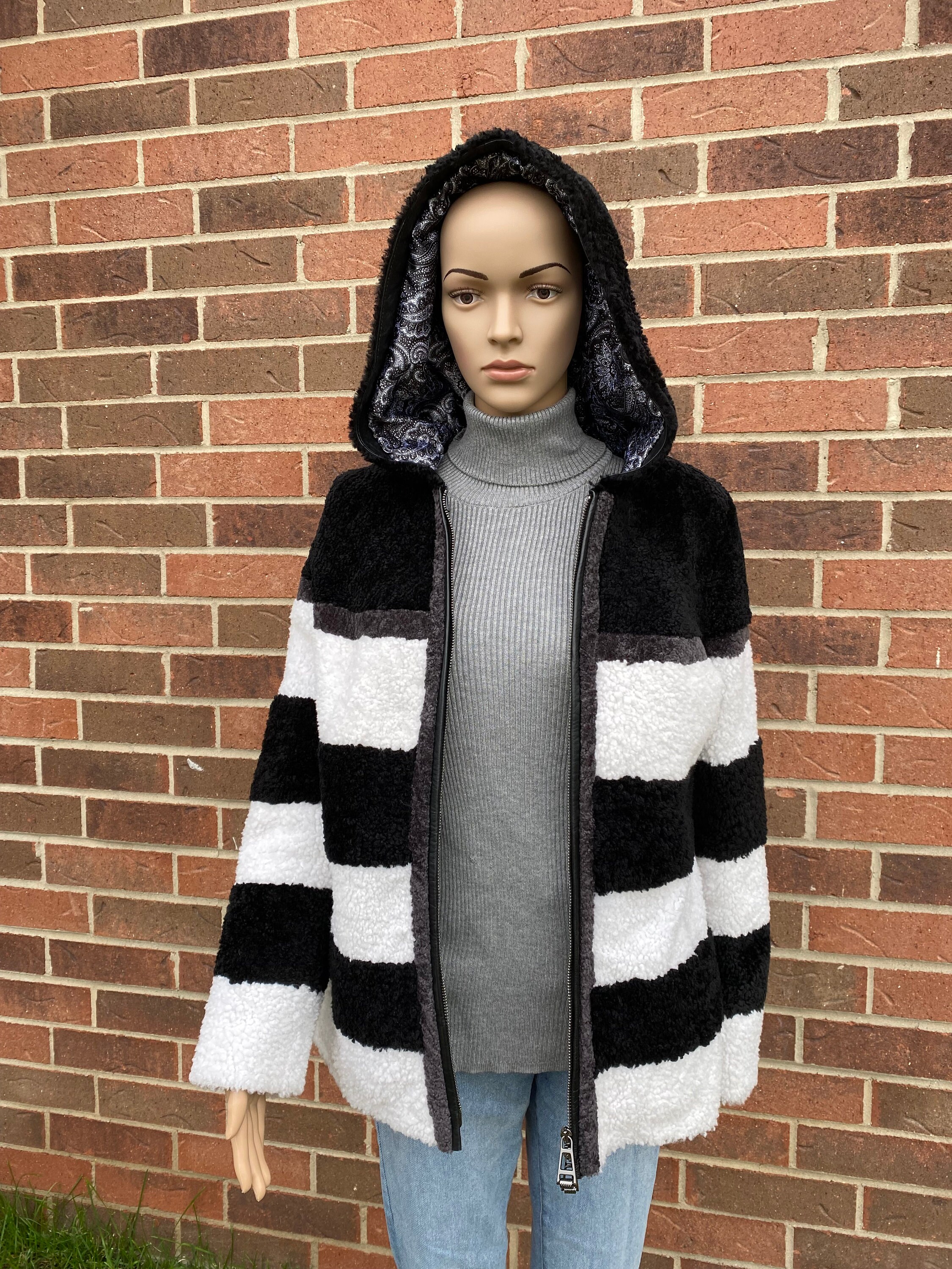 LUXURIOUS Real Astrakhan Karakul Fur Hooded Winter Warm Cute Fancy Lady ...