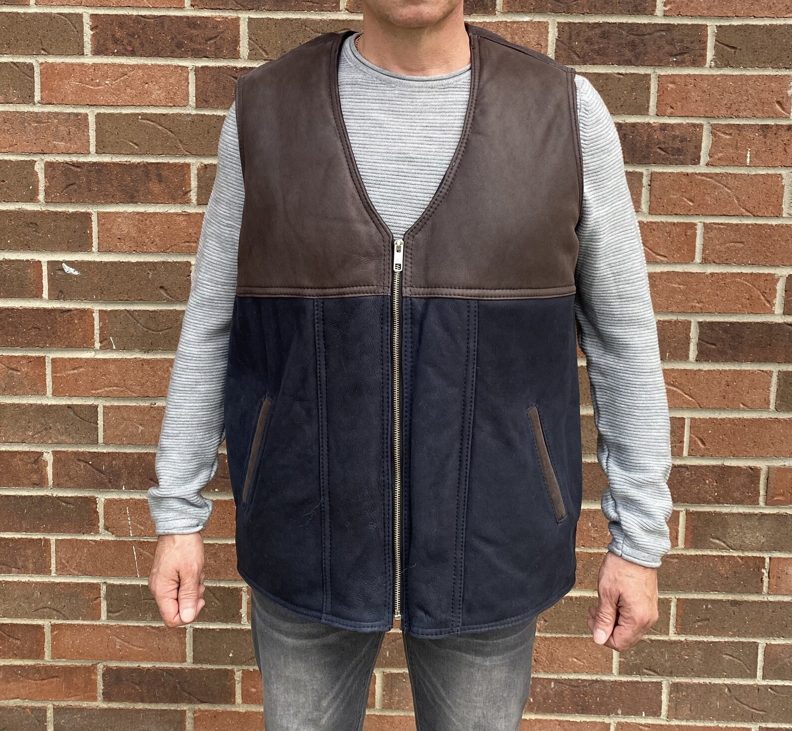 New Genuine Sheepskin Leather Vest Turkish Made Mens Body Warmer ...