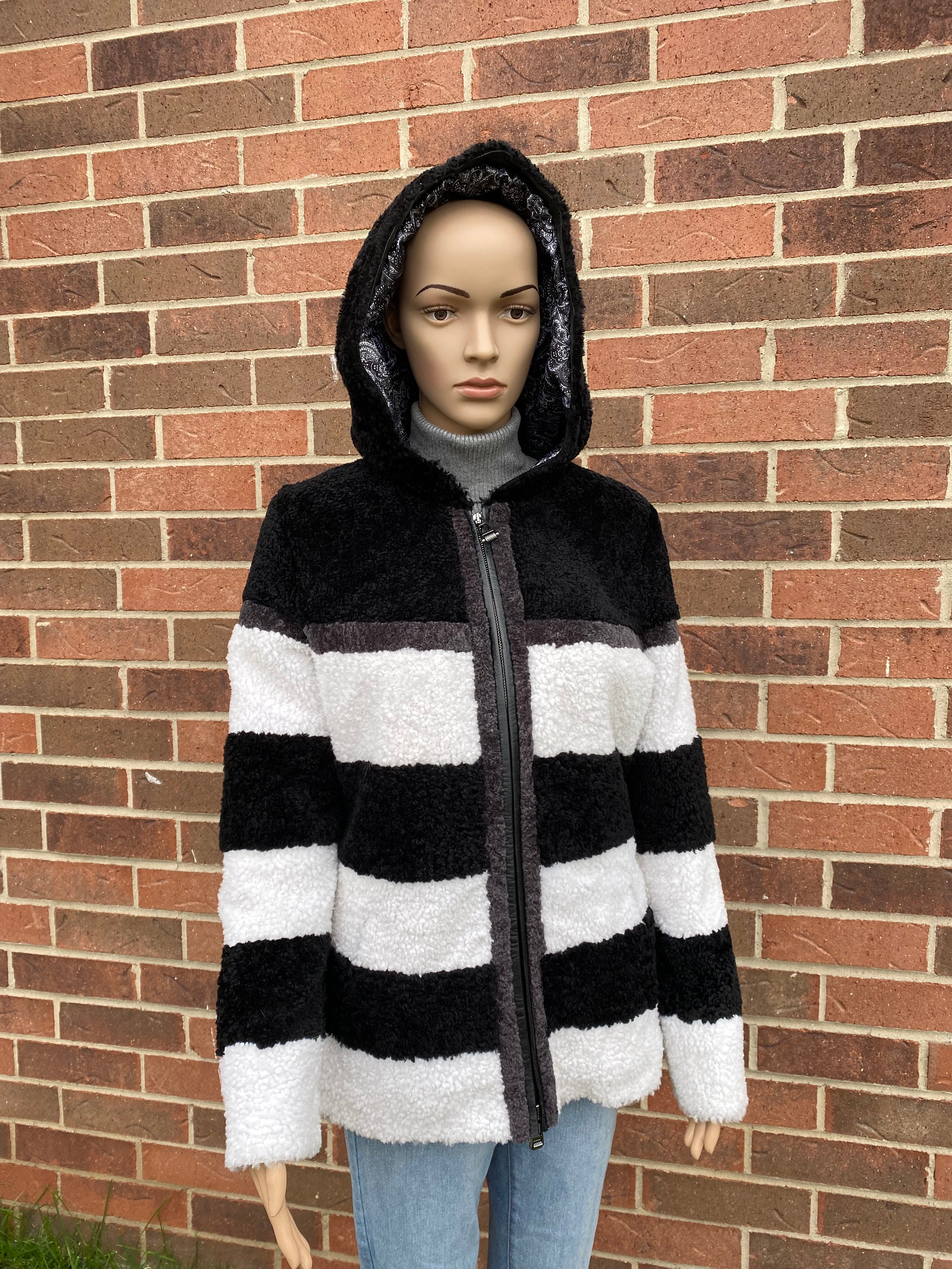 LUXURIOUS Real Astrakhan Karakul Fur Hooded Winter Warm Cute Fancy Lady ...