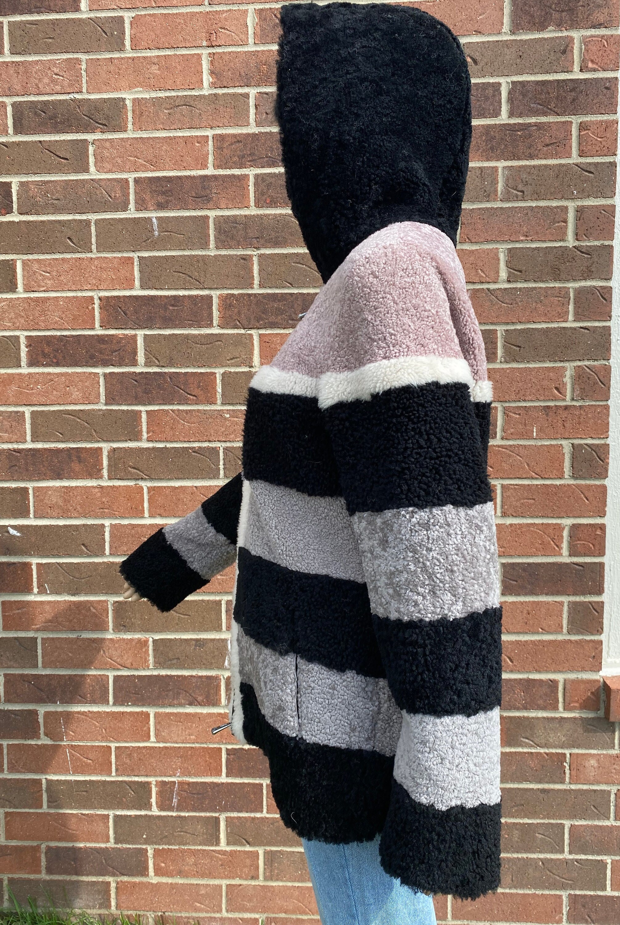 LUXURIOUS Real Astrakhan Karakul Fur Hooded Winter Warm Cute Fancy Lady ...