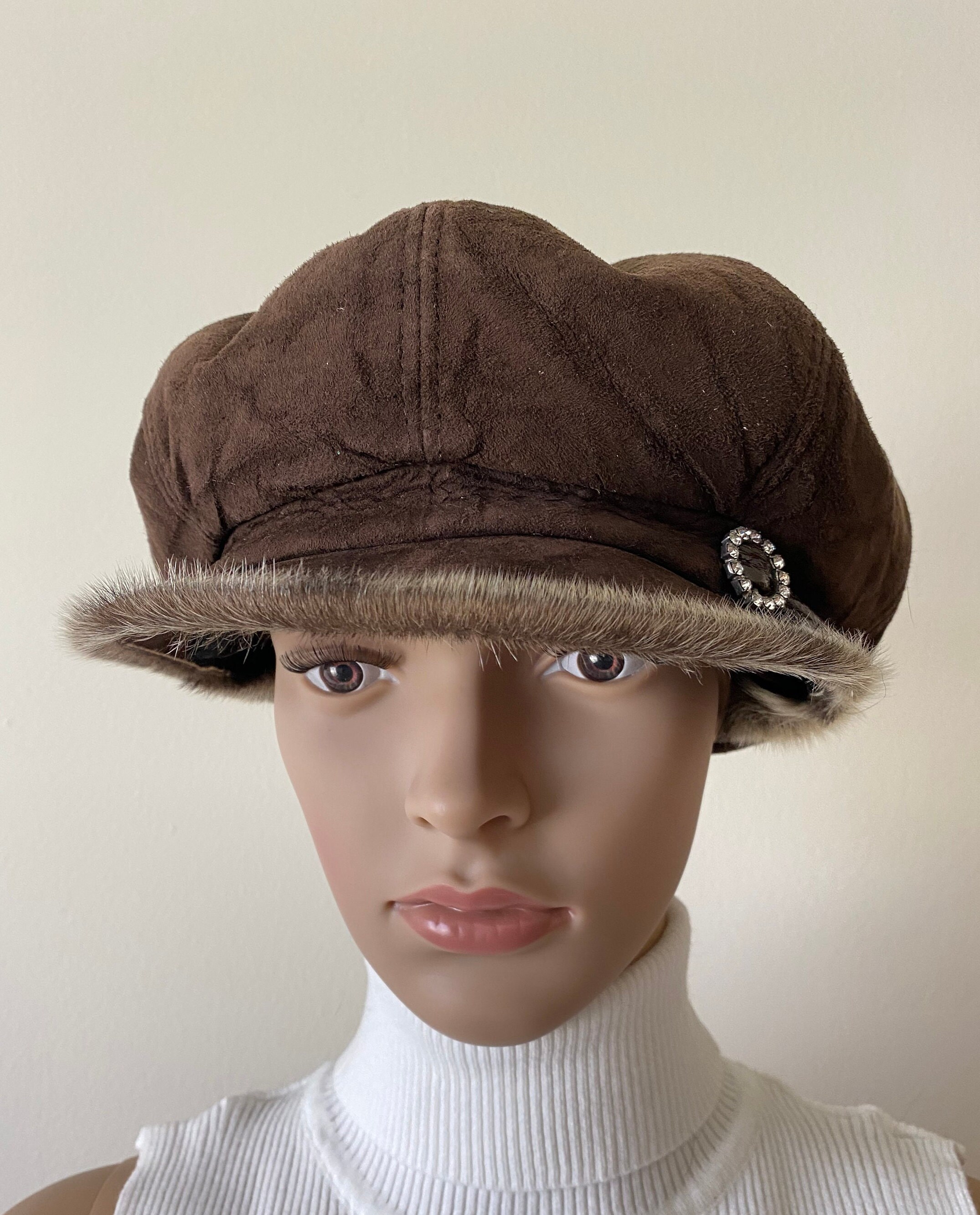 Genuine Shearling Sheepskin Fur Cloche Hat for Women Winter Cloche Hat ...