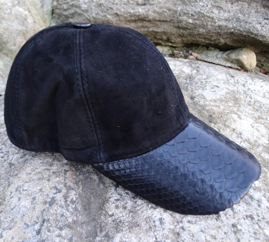 Genuine Real Python Boa Anaconda Belly Leather Cap&suede Baseball Cap ...