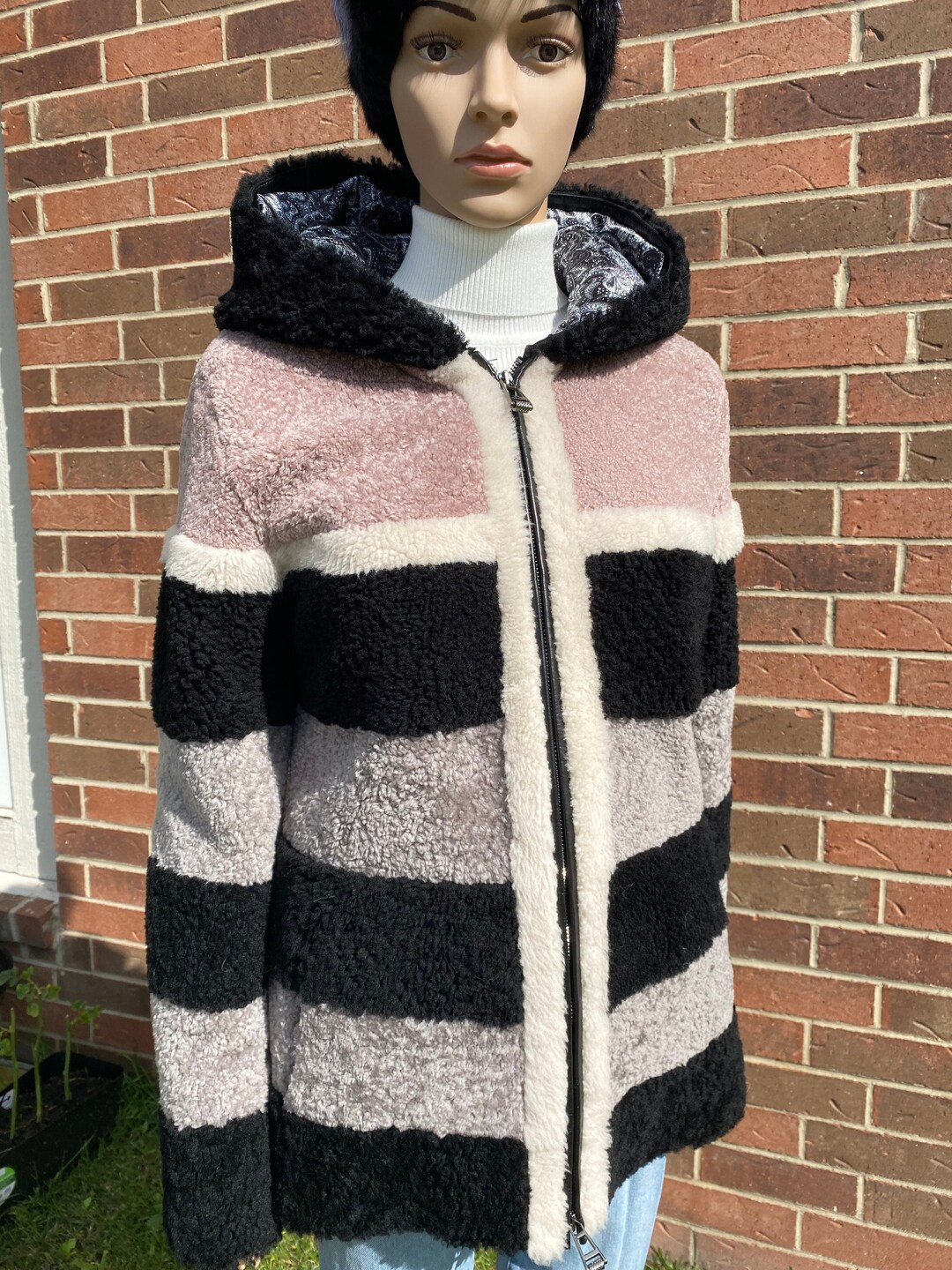 LUXURIOUS Real Astrakhan Karakul Fur Hooded Winter Warm Cute Fancy Lady ...
