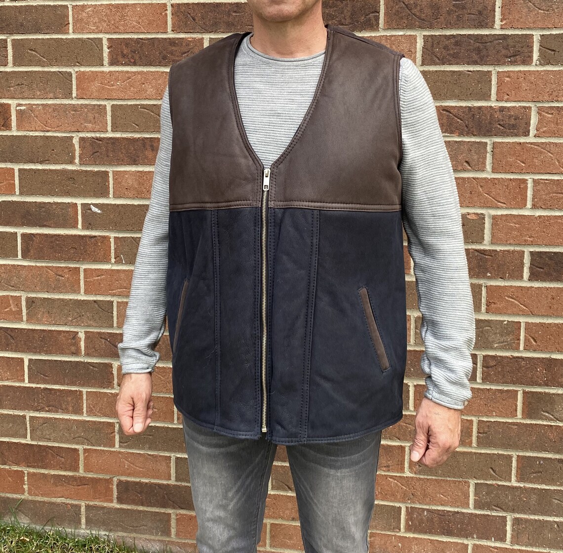 New Genuine Sheepskin Leather Vest Turkish Made Mens Body Warmer ...