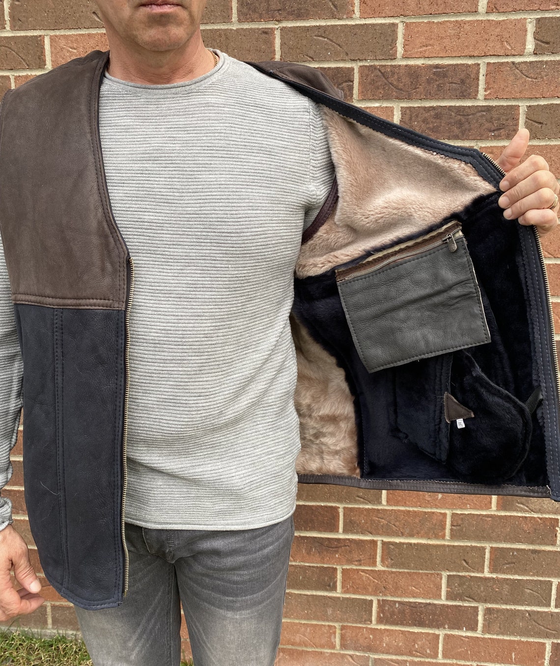 New Genuine Sheepskin Leather Vest Turkish Made Mens Body Warmer ...