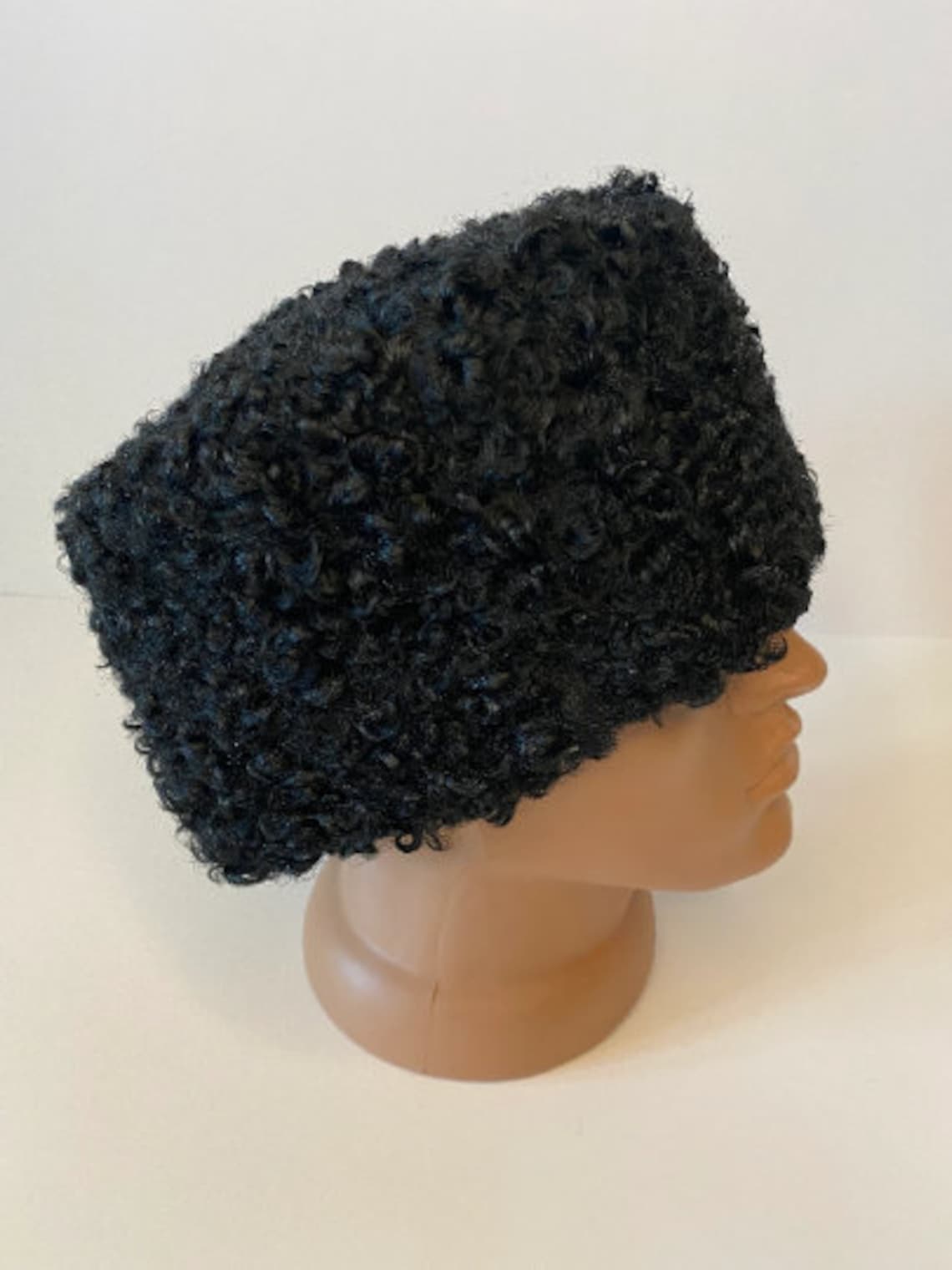 PAPAKHA Black Kubanka Natural Karakul Fur Hat Winter Cap Real Sheepskin ...