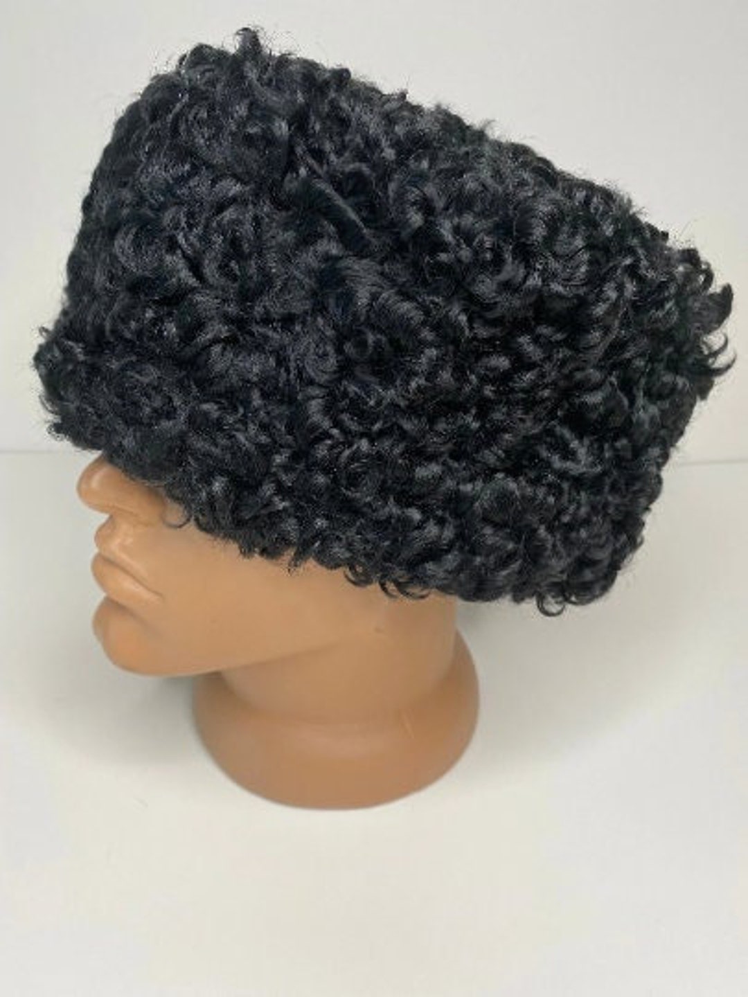 PAPAKHA Black Kubanka Natural Karakul Fur Hat Winter Cap Real Sheepskin ...